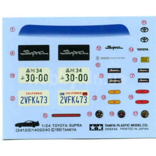 Tamiya 1/24 Toyota Supra Decal Set - PlasticModels
