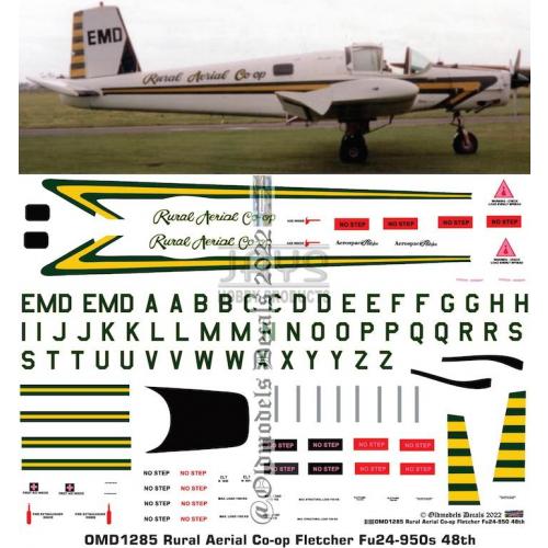 OMD 1/48 Fletcher Fu-24-950 Rural Aerial Co-Op Decal Set - PlasticModels